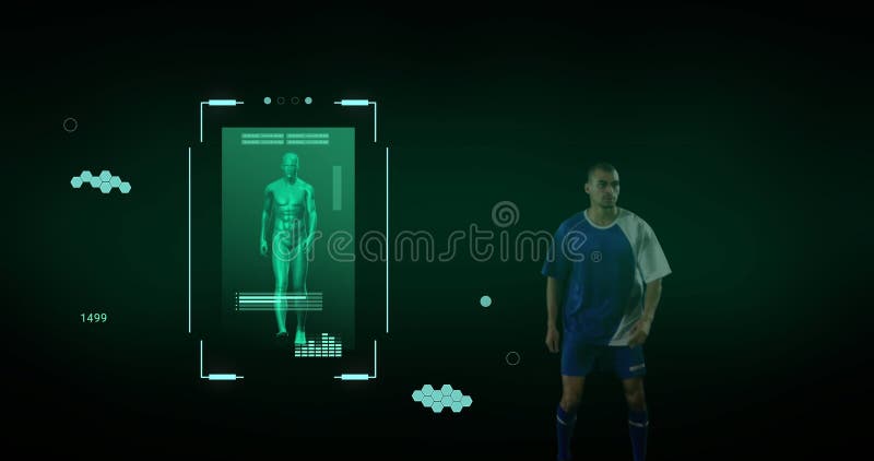 Image of Data Processing Over Biracial Male Football Player Stock ...