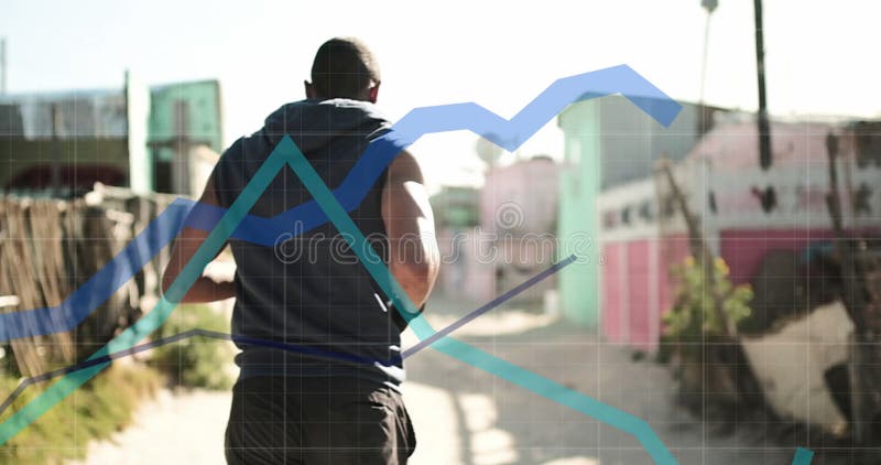Image of Data Processing Over Biracial Man Running Stock Image - Image ...