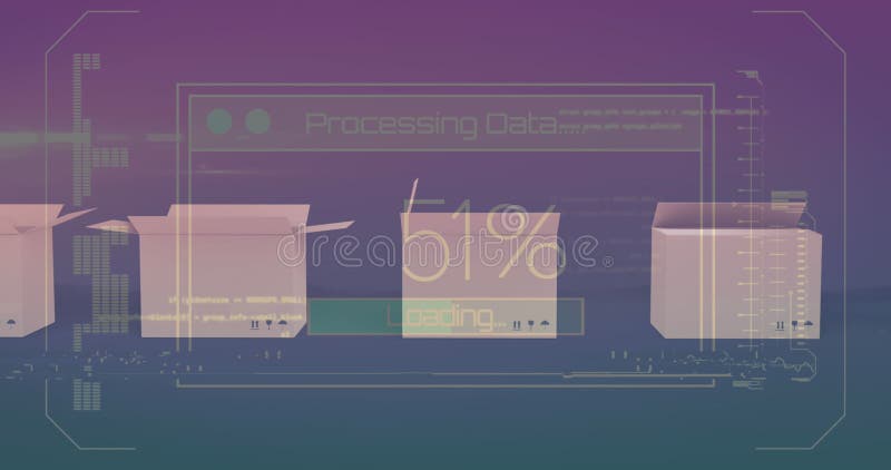 Image of Data Processing Over Cardboard Boxes on Conveyor Belt Stock ...
