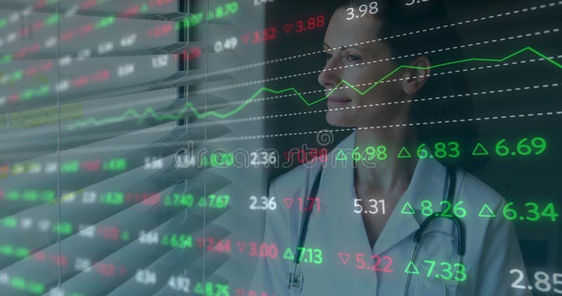 Image of Data Processing Over Caucasian Female Doctor Stock Image ...