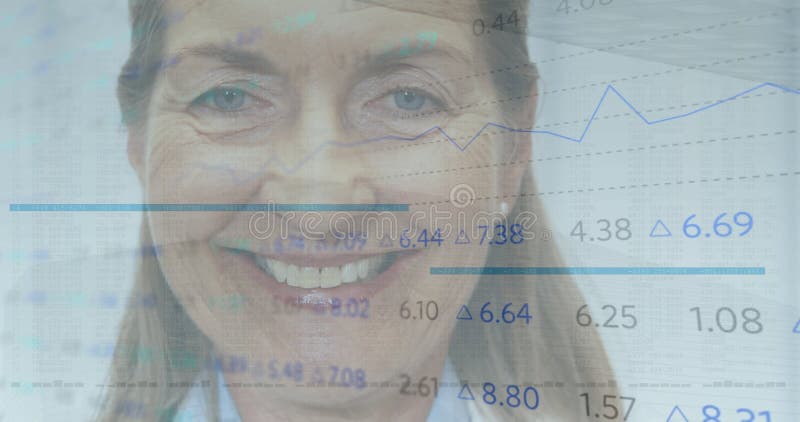 Image of Data Processing Over Caucasian Female Doctor Stock Photo ...