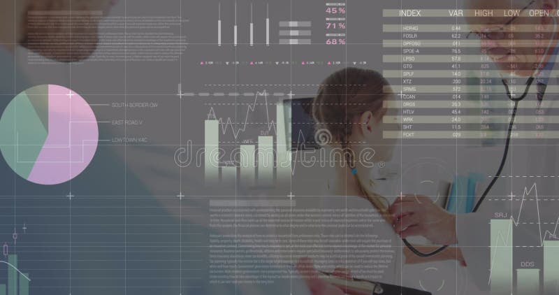 Image of Data Processing Over Caucasian Male Doctor Treating Patient ...
