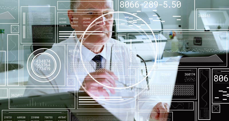 Image of Data Processing Over Caucasian Male Scientist in Lab Stock ...