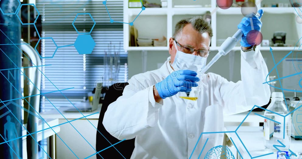 Image of Data Processing Over Caucasian Male Scientist in Laboratory ...