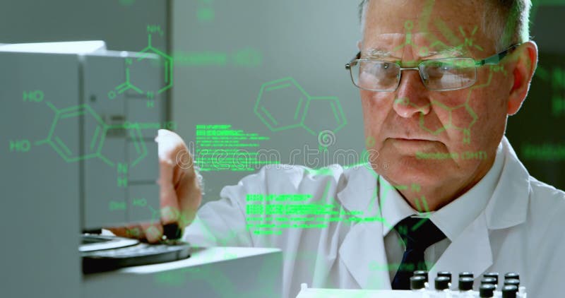 Image of Data Processing Over Caucasian Male Scientist Using Centrifuge ...