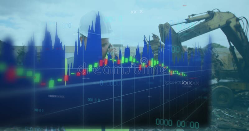 Image of Data Processing Over Caucasian Male Worker at Rubbish Dump ...
