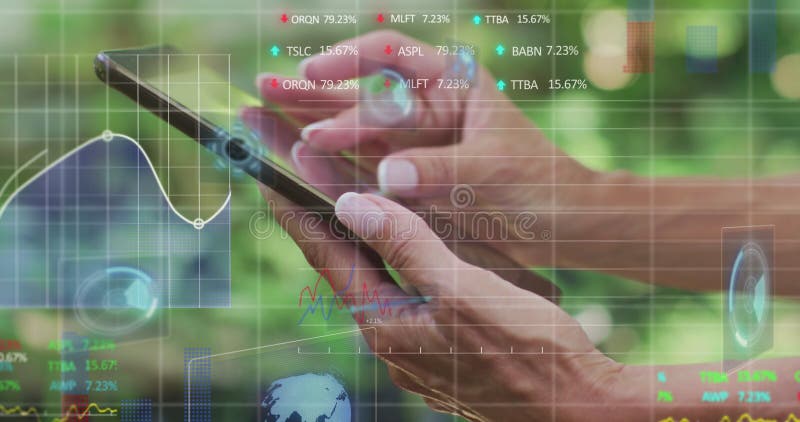 Image of Data Processing Over Caucasian Woman Using Smartphone Stock Image - Image of smartphone ...