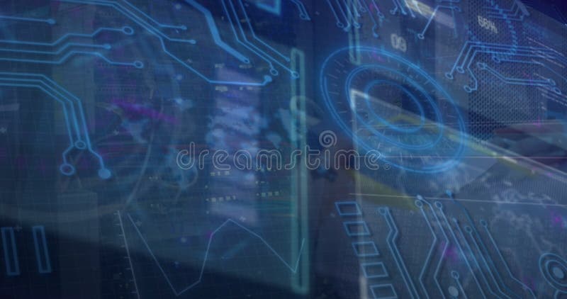Image of Data Processing Over Caucasian Worker in Server Room Stock Illustration - Illustration ...