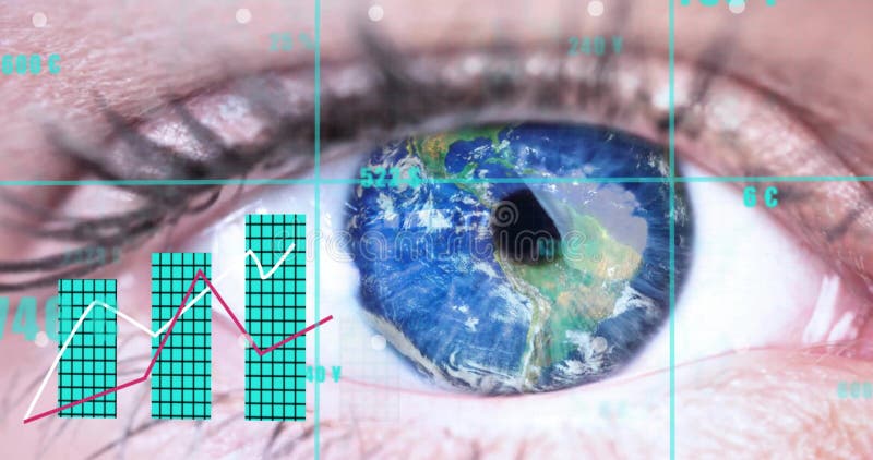 Image of Data Processing Over Close Up of Woman S Eye Stock Photo ...