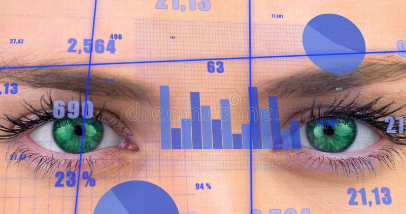 Image of Data Processing Over Close Up of Woman S Eye Stock Photo ...