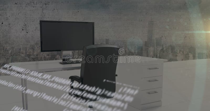 Image of Data Processing Over Computer in Empty Office and Cityscape in ...