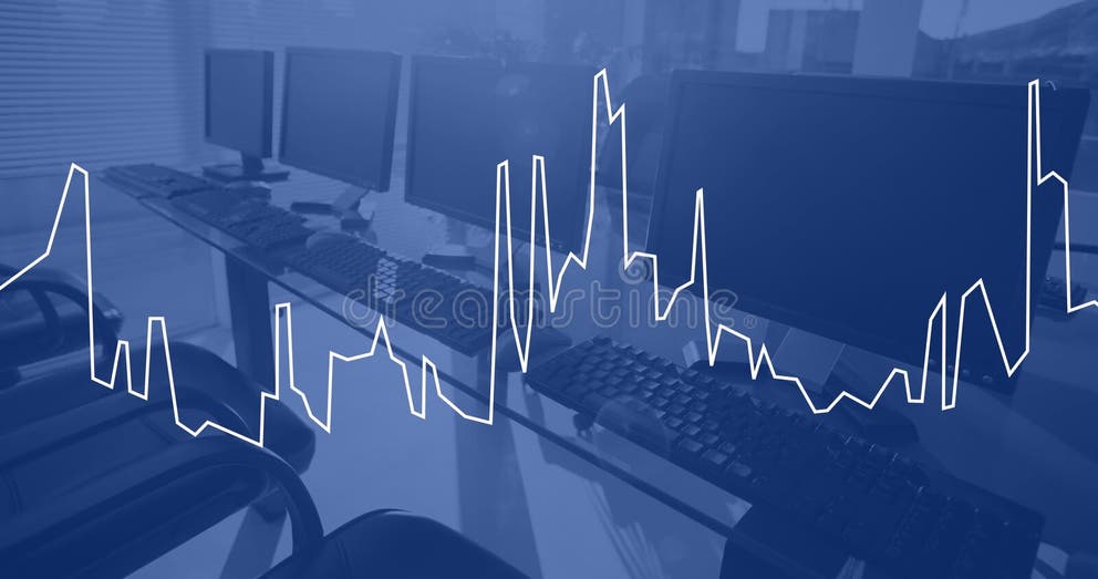 Image of Data Processing Over Computers in Office, Copy Space Stock ...
