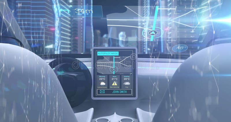 Image of Data Processing Over Dashboard in Self Drive Car Stock Photo ...
