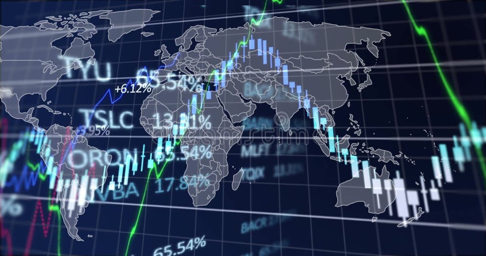 Image of Data Processing Over Diagrams and World Map Stock Photo ...