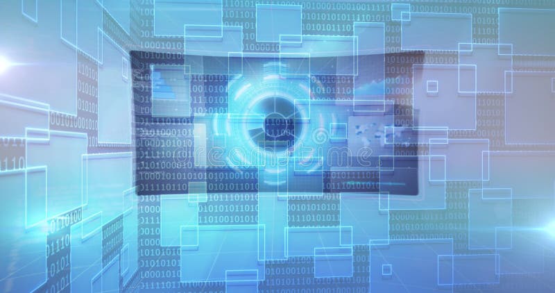 Image of Data Processing Over Digital Screens with Binar Code Stock ...