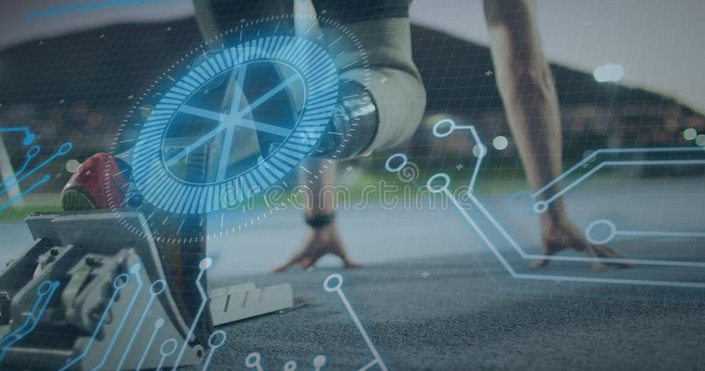 Image of Data Processing Over Disabled Caucasian Sportsman Stock Image ...