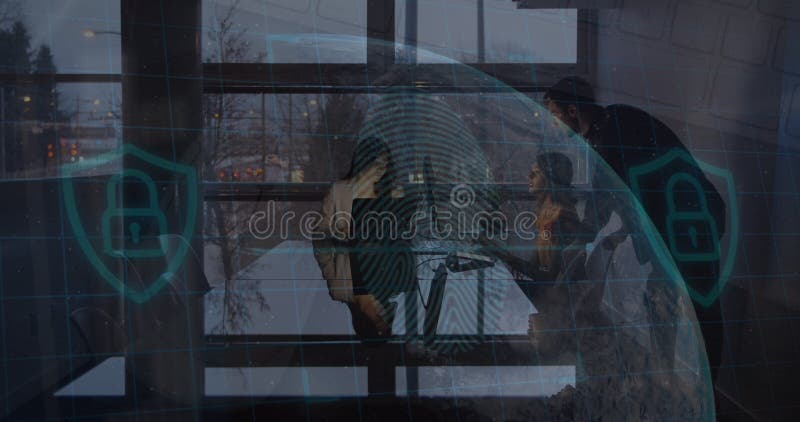 Image of Data Processing Over Diverse Business People in Office Stock ...