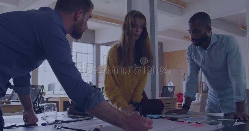 Image of Data Processing Over Diverse Business People in Office Stock ...