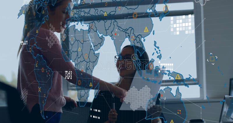 Image of Data Processing Over Diverse Business People in Office Stock ...