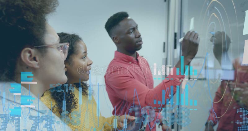 Image of Data Processing Over Diverse Business People in Office Stock ...