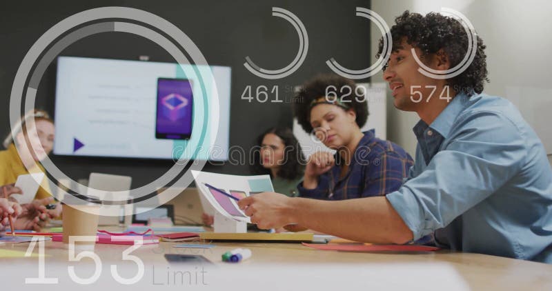 Image of Data Processing Over Diverse Business People in Office Stock ...