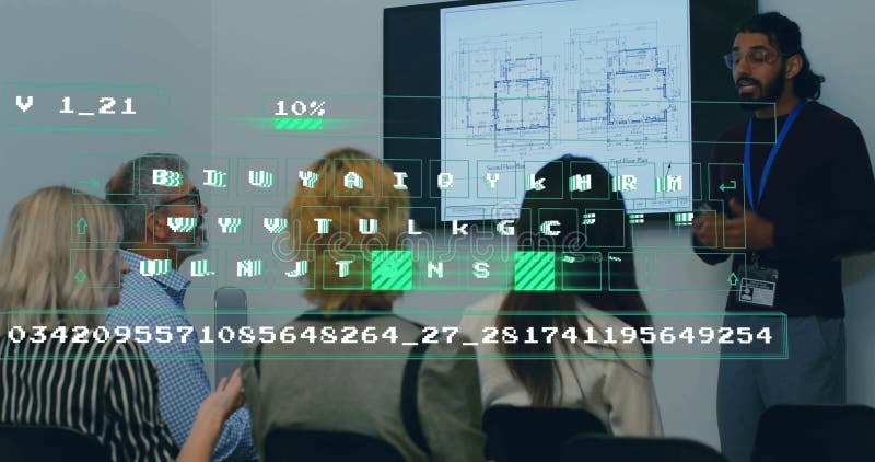 Image of Data Processing Over Diverse Business People in Office Stock ...