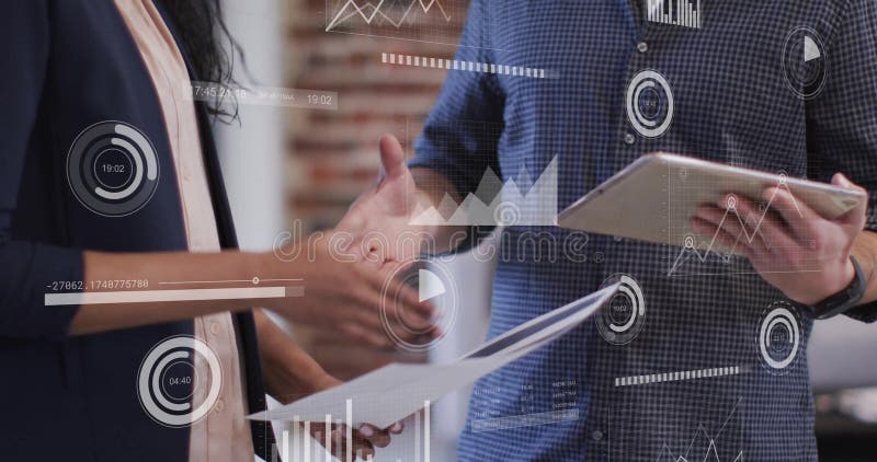 Image of Data Processing Over Diverse Business People in Office Stock ...