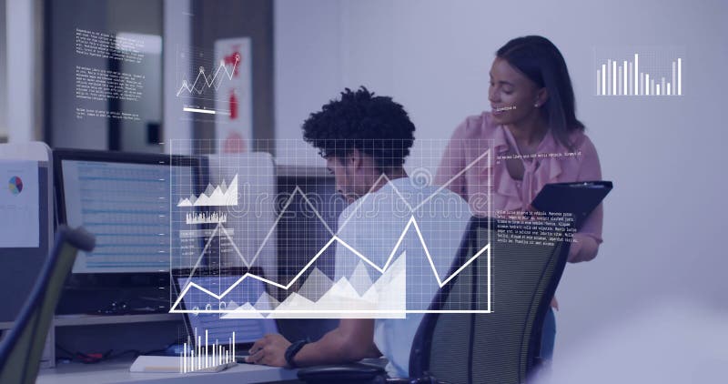 Image of Data Processing Over Diverse Business People in Office Stock ...