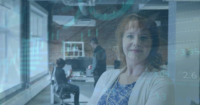 Image of Data Processing Over Diverse Business People in Office Stock ...