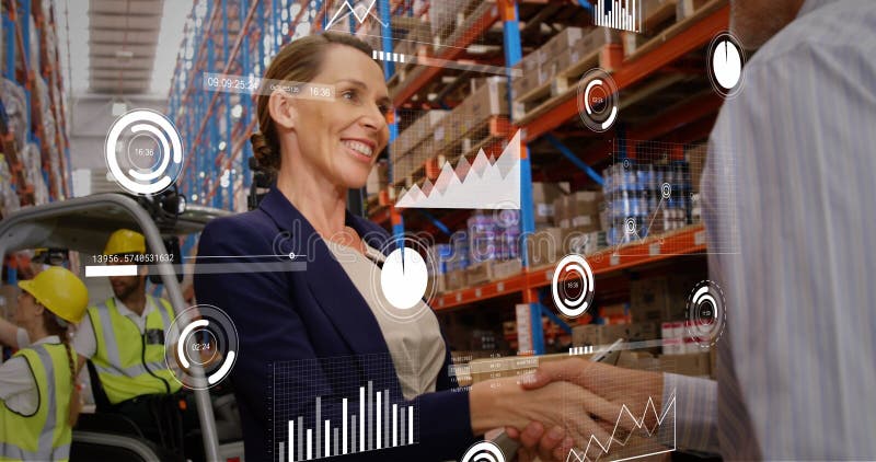 Image of Data Processing Over Diverse Business People Shaking Hands ...