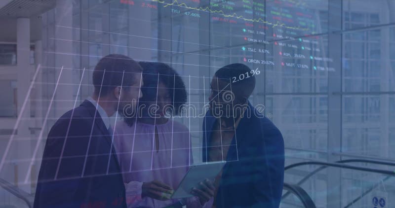 Image of Data Processing Over Diverse Business People Talking Stock ...