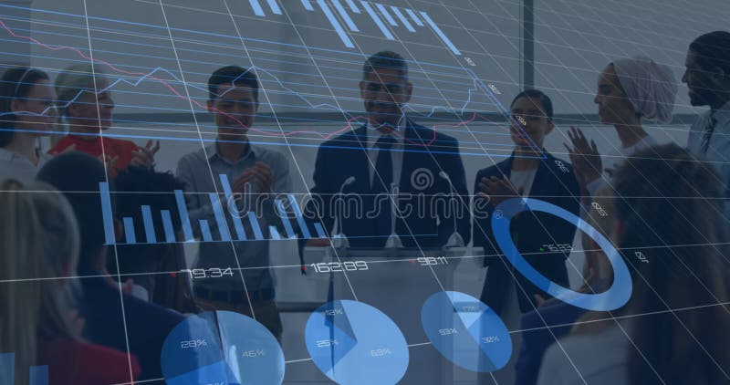 Image of Data Processing Over Diverse Business People Talking Stock ...