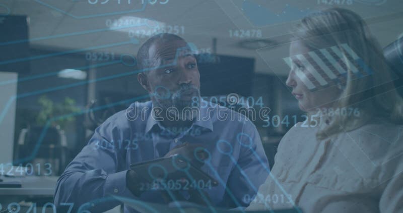 Image of Data Processing Over Diverse Business People Talking Stock ...