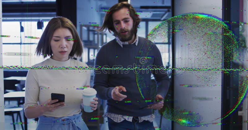 Image of Data Processing Over Diverse Business People Talking and ...