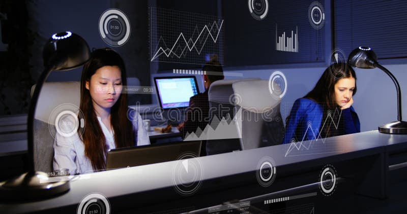 Image of Data Processing Over Diverse Business People Using Computers ...