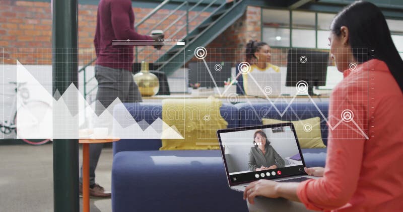 Image of Data Processing Over Diverse Colleagues Having Image Call in ...