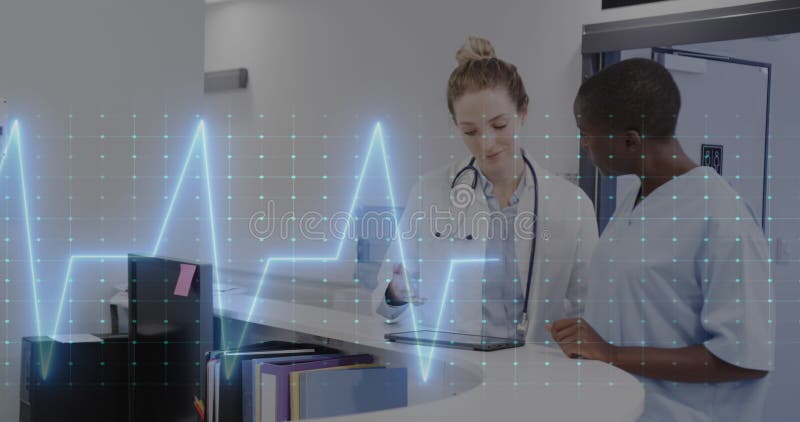 Image of Data Processing Over Diverse Doctors in Hospital Stock Photo ...