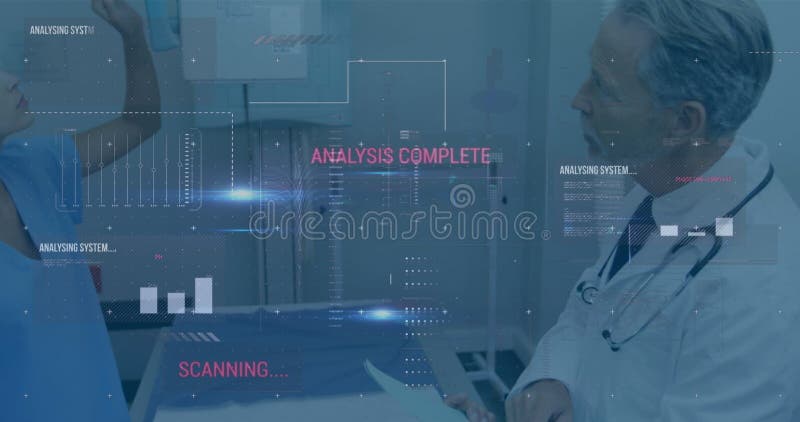 Image of Data Processing Over Diverse Doctors at Hospital Stock Photo ...