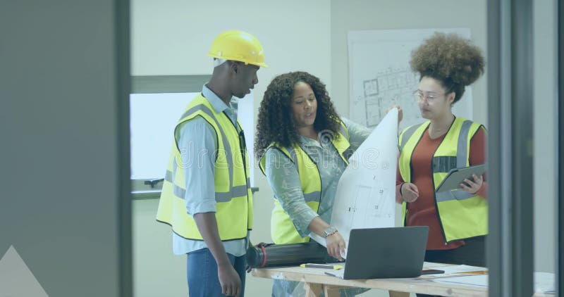 Image of Data Processing Over Diverse Engineers in Hi Vis Vests Stock ...