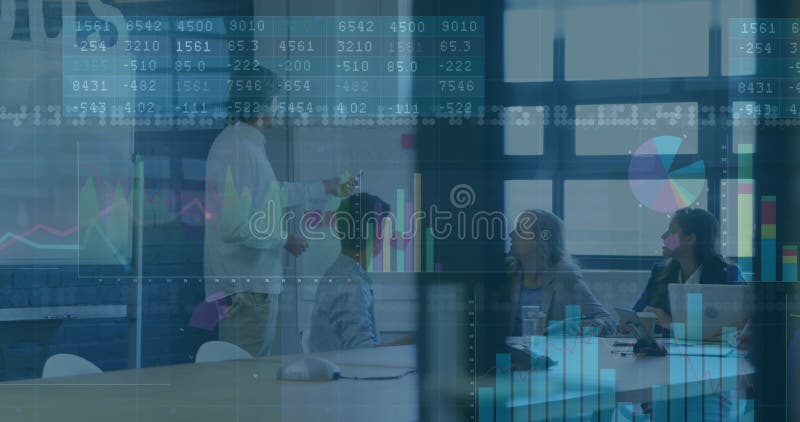 Image of Data Processing Over Diverse Group of Business People at ...