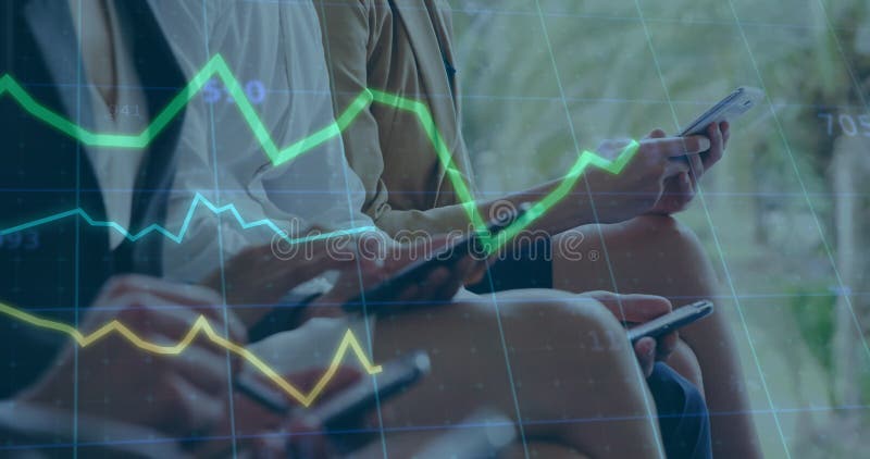 Image of Data Processing Over Diverse Group of Business People Using ...