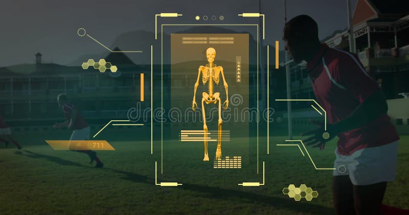 Image of Data Processing Over Diverse Male Football Players Stock Image ...