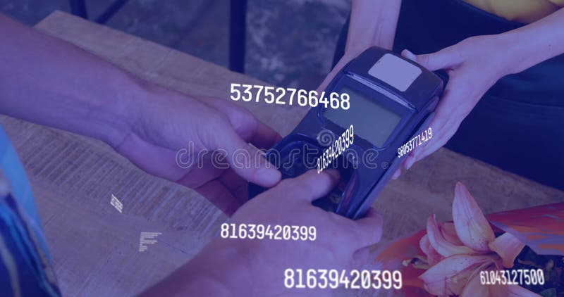 Image of Data Processing Over Diverse People Paying with Credit Card ...