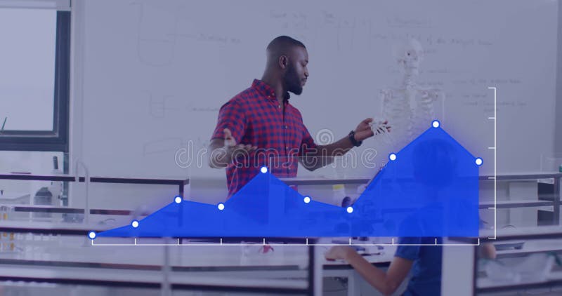 Image of Data Processing Over Diverse Schoolchildren and Male Teacher ...