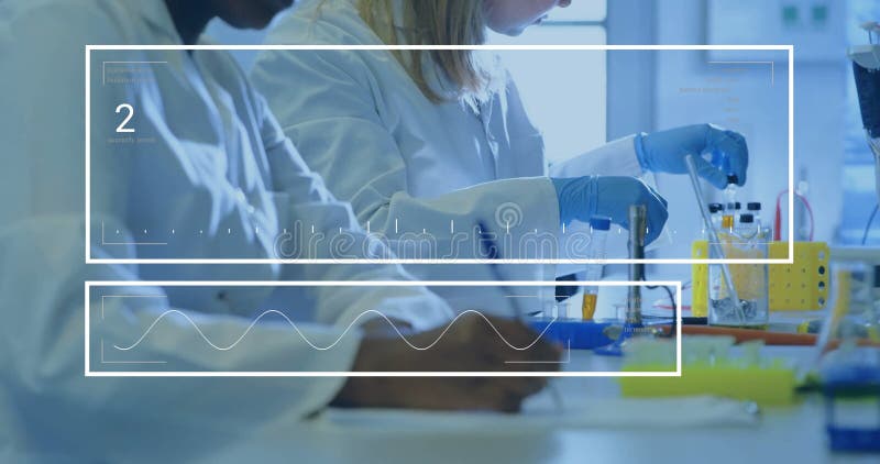 Image of Spinning Dna Strand an Data Processing Over Caucasian ...