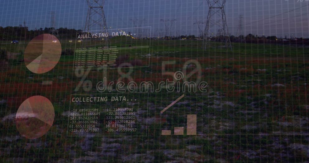 Image of Data Processing Over Electricity Pylons Stock Image - Image of ...