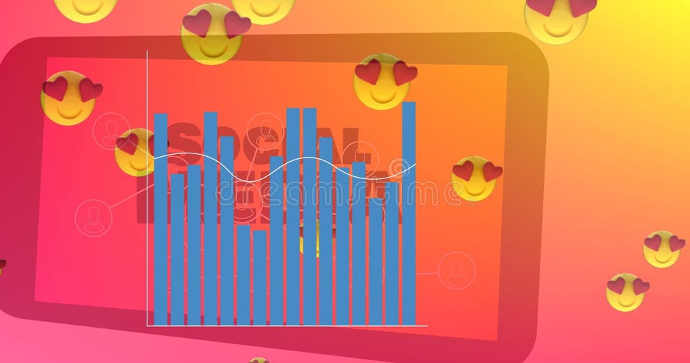 Image of Data Processing Over Emoji Icons and Network of Connections ...