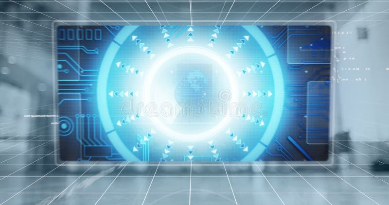 Image of Data Processing and Globe on Black Background Stock ...