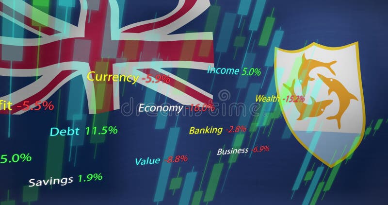 Image of Data Processing Over Flag of Anguilla Stock Illustration ...