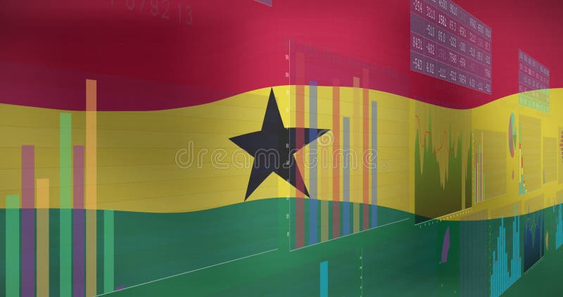 Image of Data Processing Over Flag of Ghana Stock Illustration ...